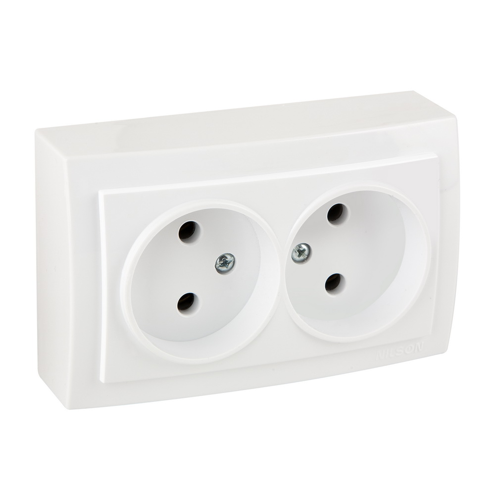 Розетка двойная без заземления накладная IP20 Nilson Themis Белый ...